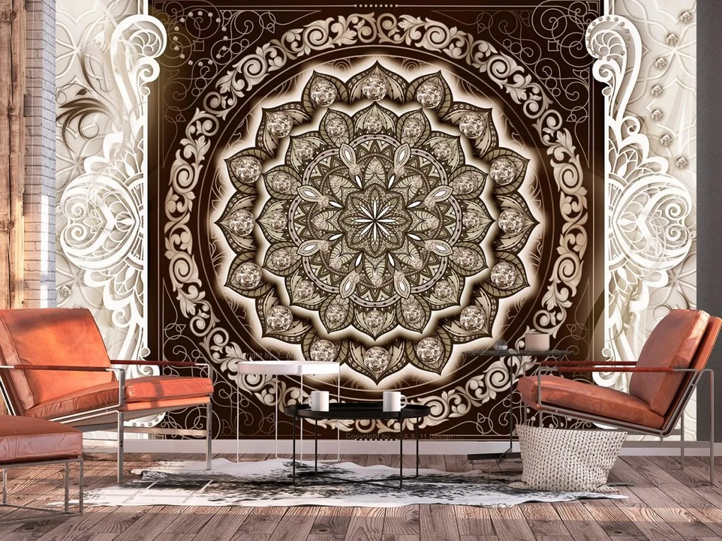 Tapeta mandala kouzlo orientu - béžová (150x105 cm) - Murando DeLuxe