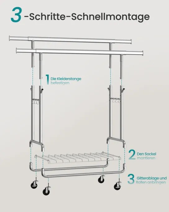 Věšákový stojan na kolečkách HSR015E01