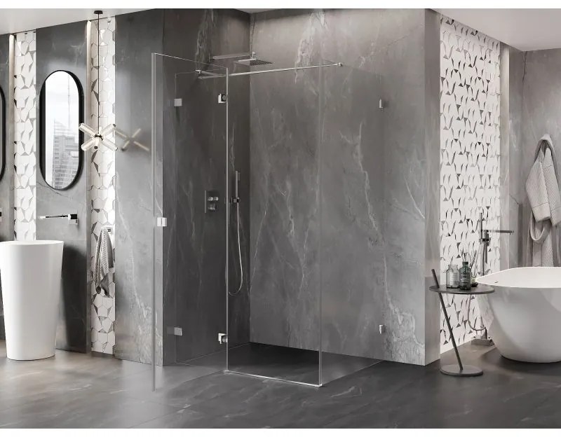 Mexen Lunar T, sklápěcí sprchový kout levý 110 x 70 cm, 8mm čiré sklo, chromový profil, 834T-110-070-01-00-L