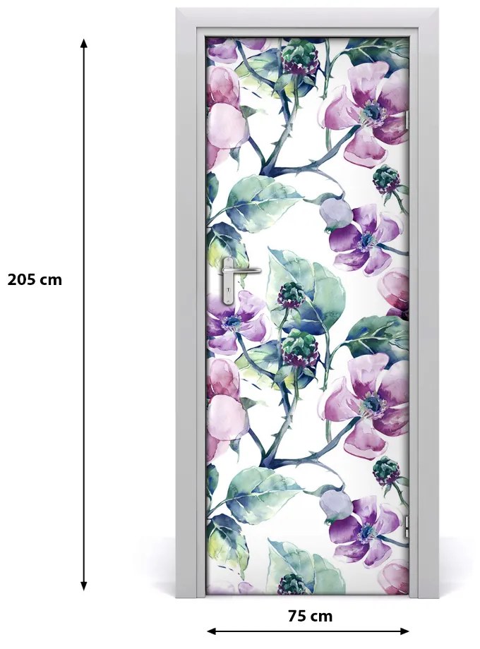 Samolepící fototapeta na dveře květy ostružiny 75x205 cm