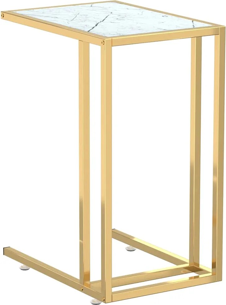 Stolek na notebook bílý mramor 50 x 35 x 65 cm tvrzené sklo 331648