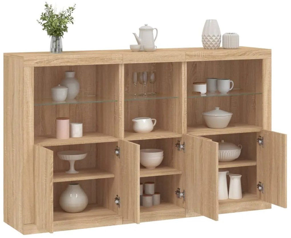 Příborník s LED osvětlením dub sonoma 162 x 37 x 100 cm 3209144