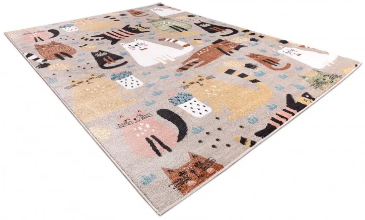 Dywany Łuszczów, Dětský kusový koberec Fun Kittens Cats beige, 200x290, vícebarevná, dětský pokoj