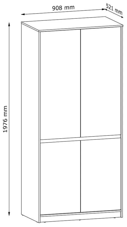 MANAMI | šatní skříň S4D | 90,8 cm | dub cremona