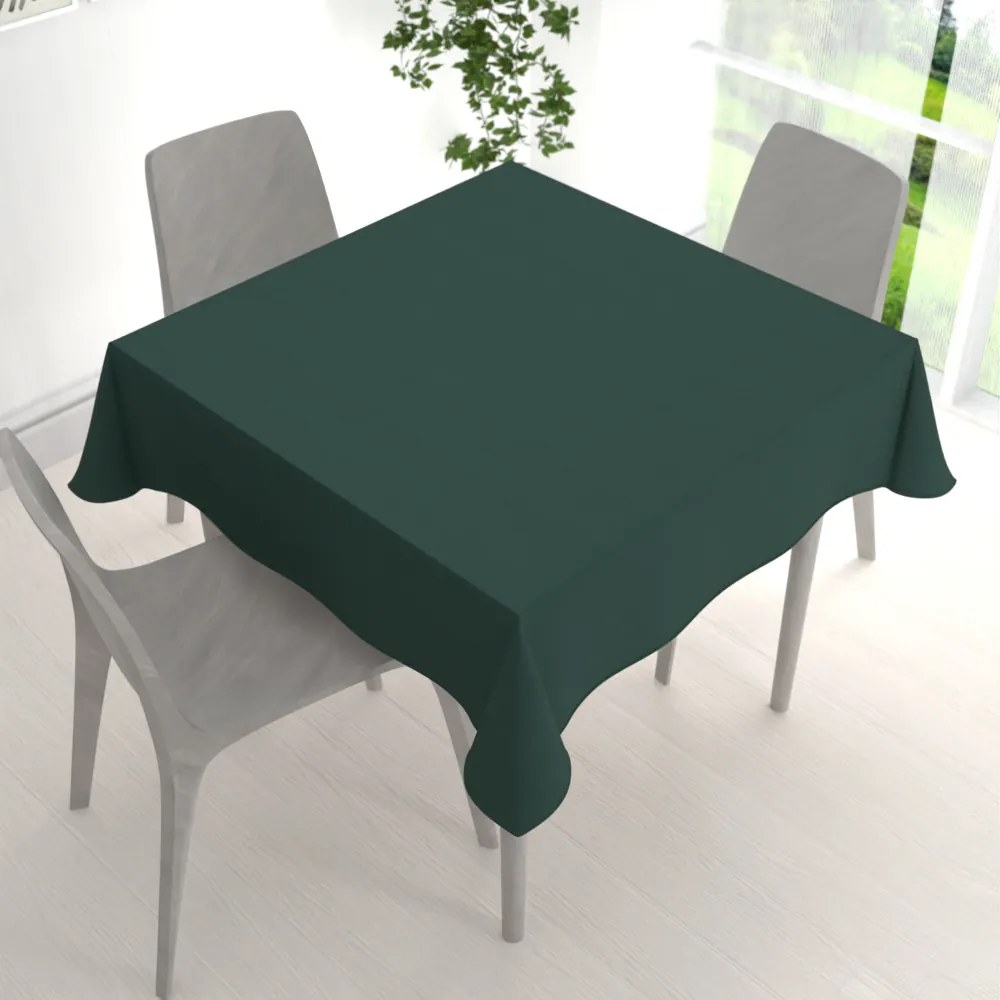 Biante Čtvercový bavlněný saténový ubrus ST-018 Tmavý lesní zelený 140x140 cm