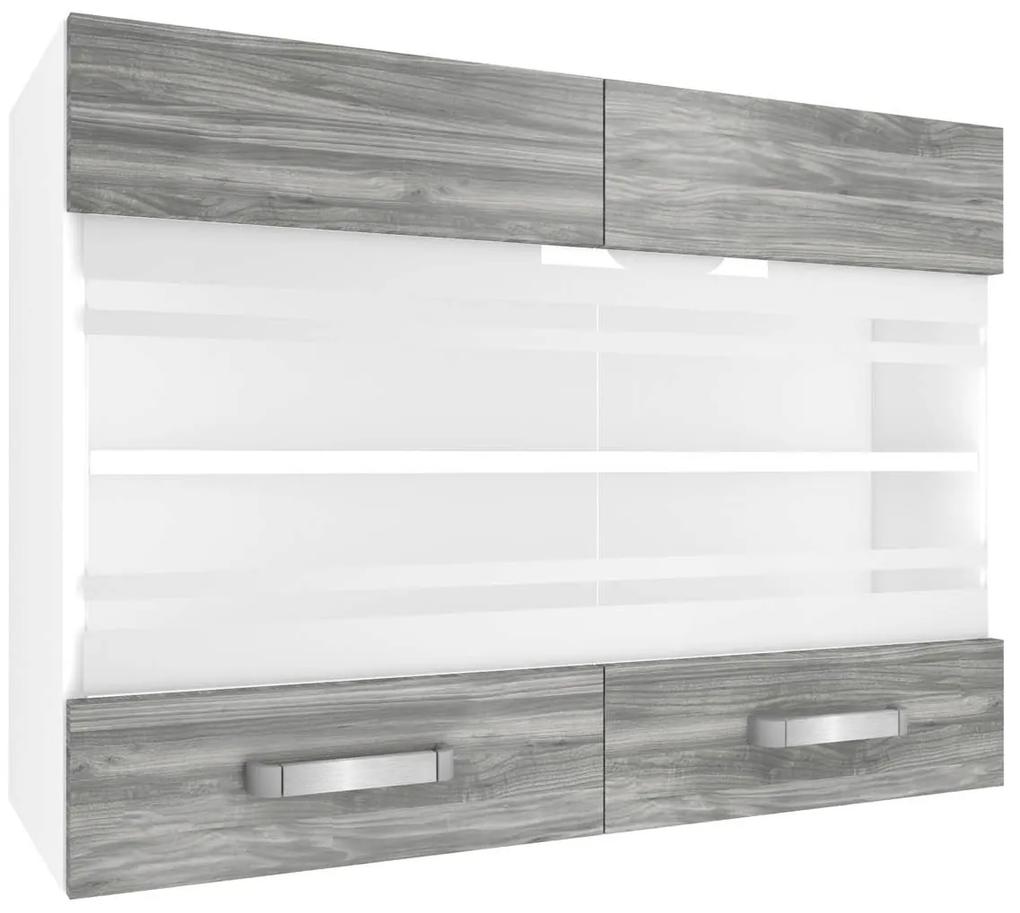 Kuchyňská skříňka Belini horní 80 cm šedý antracit Glamour Wood  TOR SGW80/2/WT/GW1/0/U