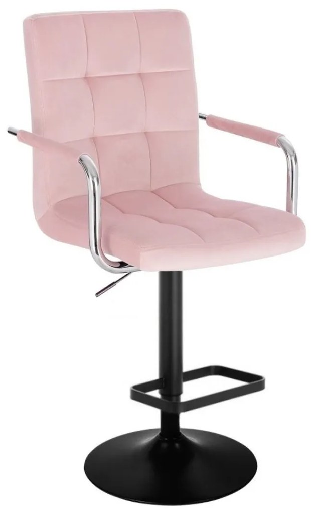 LuxuryForm DESIGN Barová židle VERONA VELUR na černé kulaté podstavě - růžová