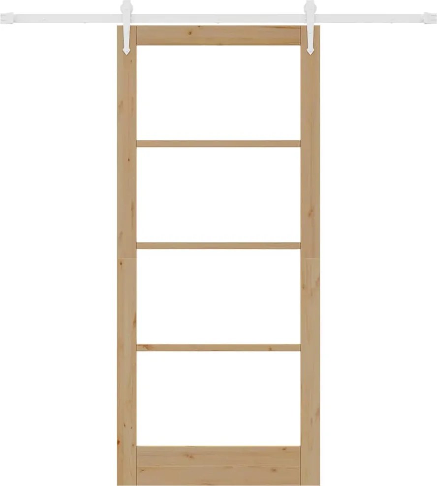 Posuvné dveře 93 x 211 cm Masivní borové dřevo a sklo Přírodní 3332429