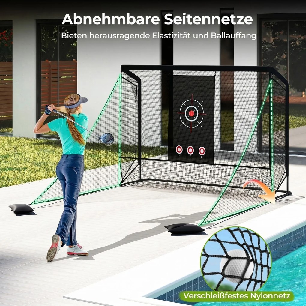 Costway Golfová síť Golfová tréninková síť s terčem – 326 × 305 × 225 cm