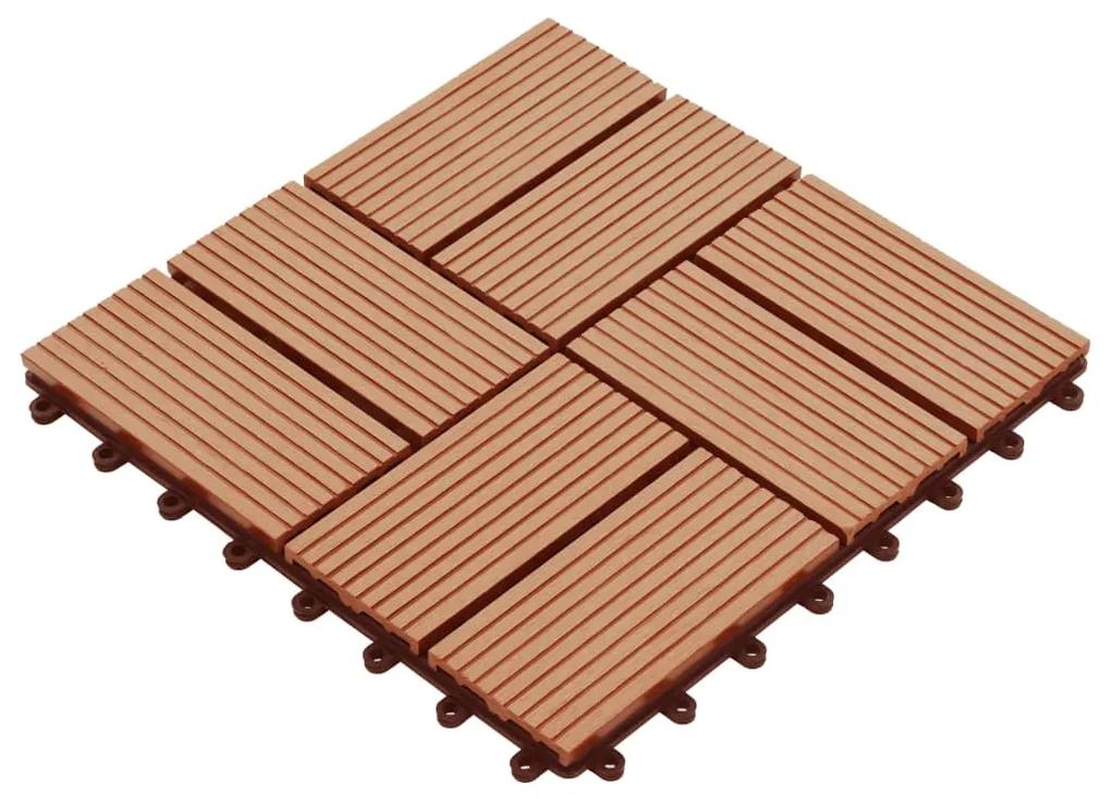Terasové dlaždice z dřevoplastu 11 ks 30x30 cm 1 m² odstín teak,  45032