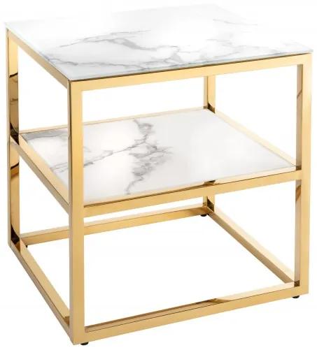 Odkládací stolek Elegance 45cm mramor bílé zlato/ 42173