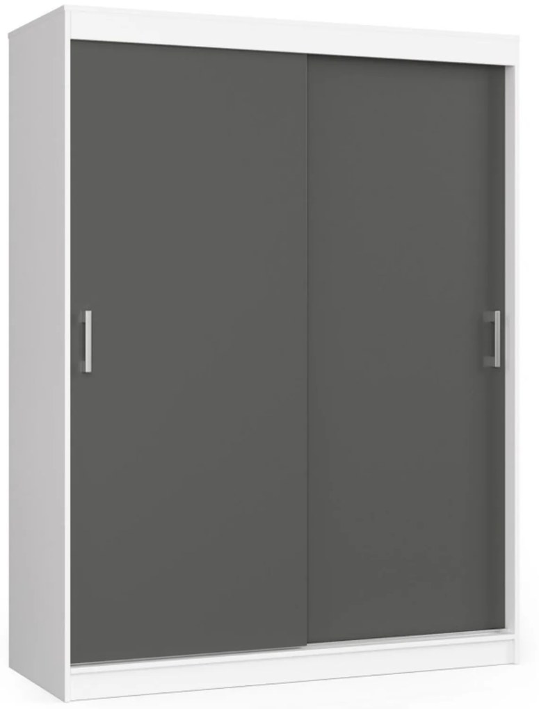Šatní skříň posuvná 150 cm CLP MONO - bílá/šedá