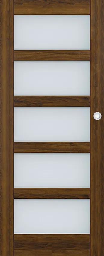 posuvné interiérové dveře do pouzdra BRAGA model 6 Průchozí rozměr: 70 x 197 cm, Orientace dveří: Levé dveře, Dekor: Dub Santa