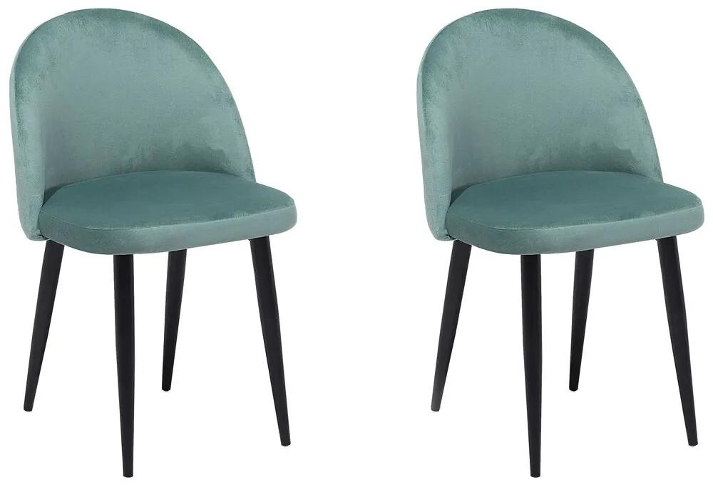 Sada dvou čalouněných židlí, zelený samet, VISALIA Beliani