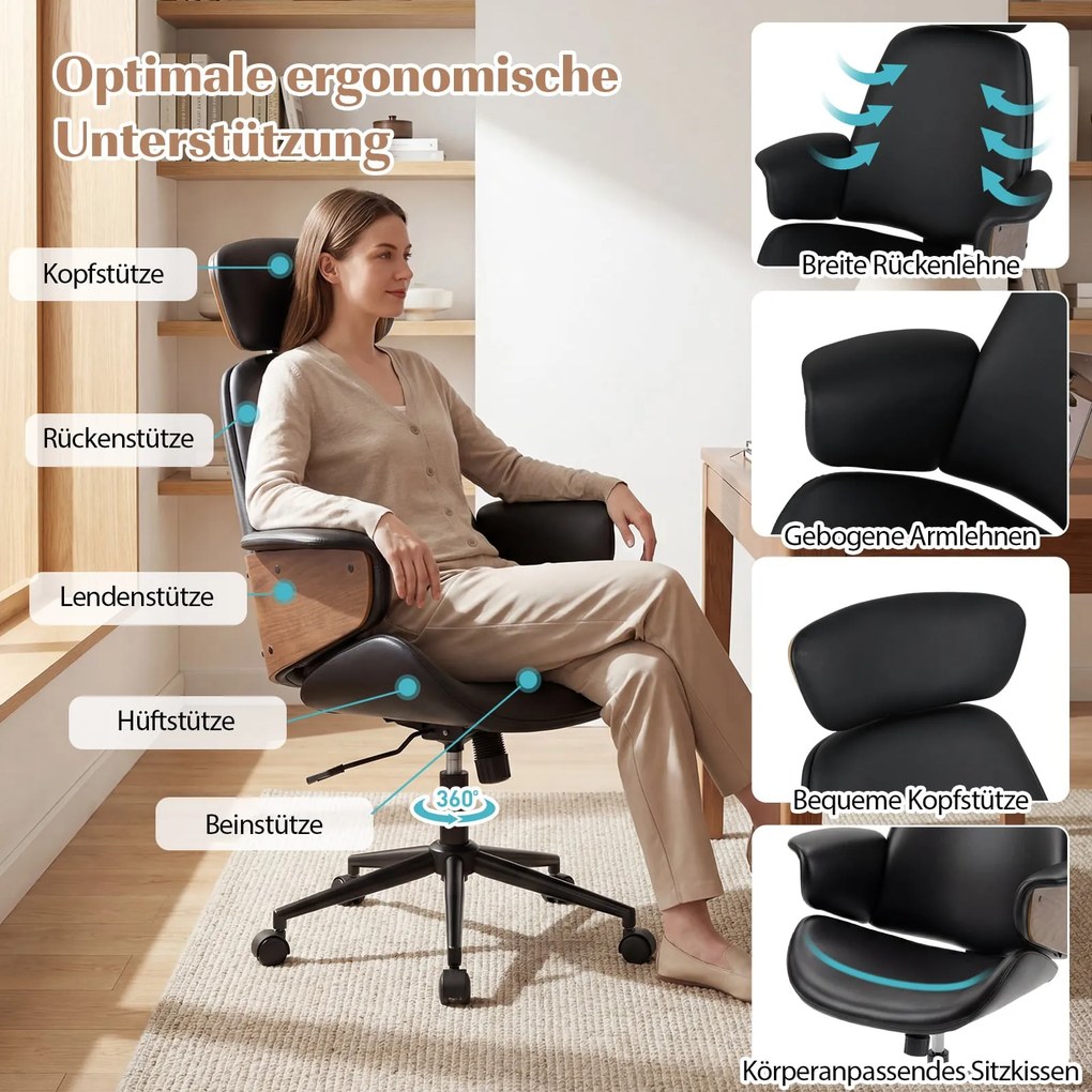 Costway Ergonomická kancelářská židle se zakřivenými područkami a opěradlem
