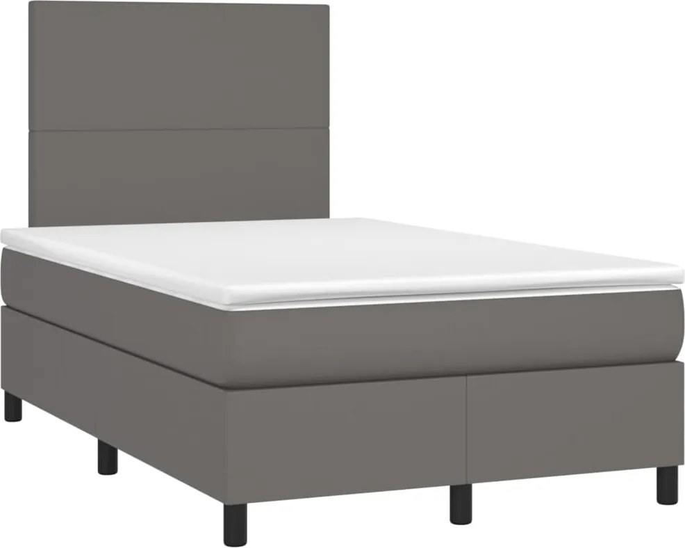 Box spring postel s matrací a LED šedá 120x200 cm umělá kůže 3135817