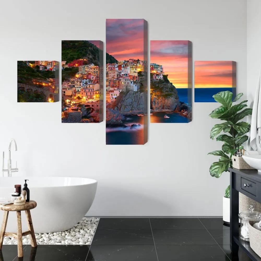 Vícedílný obraz Město Manarola V Itálii Nedostatek Nedostatek Přírodní plátno 150x90