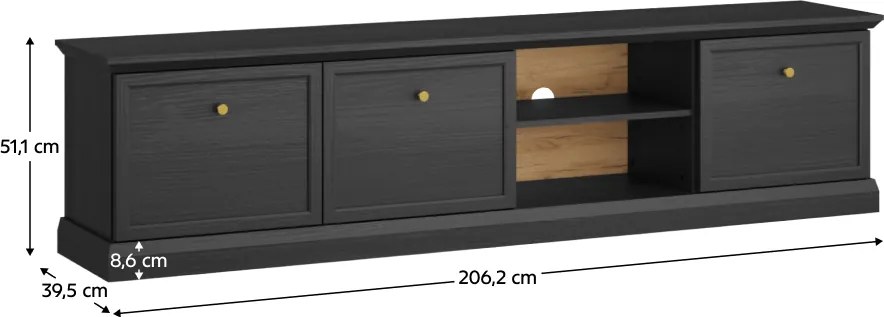 TV stolek, černý grafit, LOCCA RTV3D
