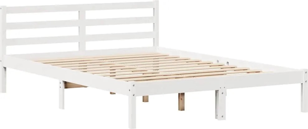 Postel s knihovnou bez matrace bílá 150x200 cm masivní borovice 3321855