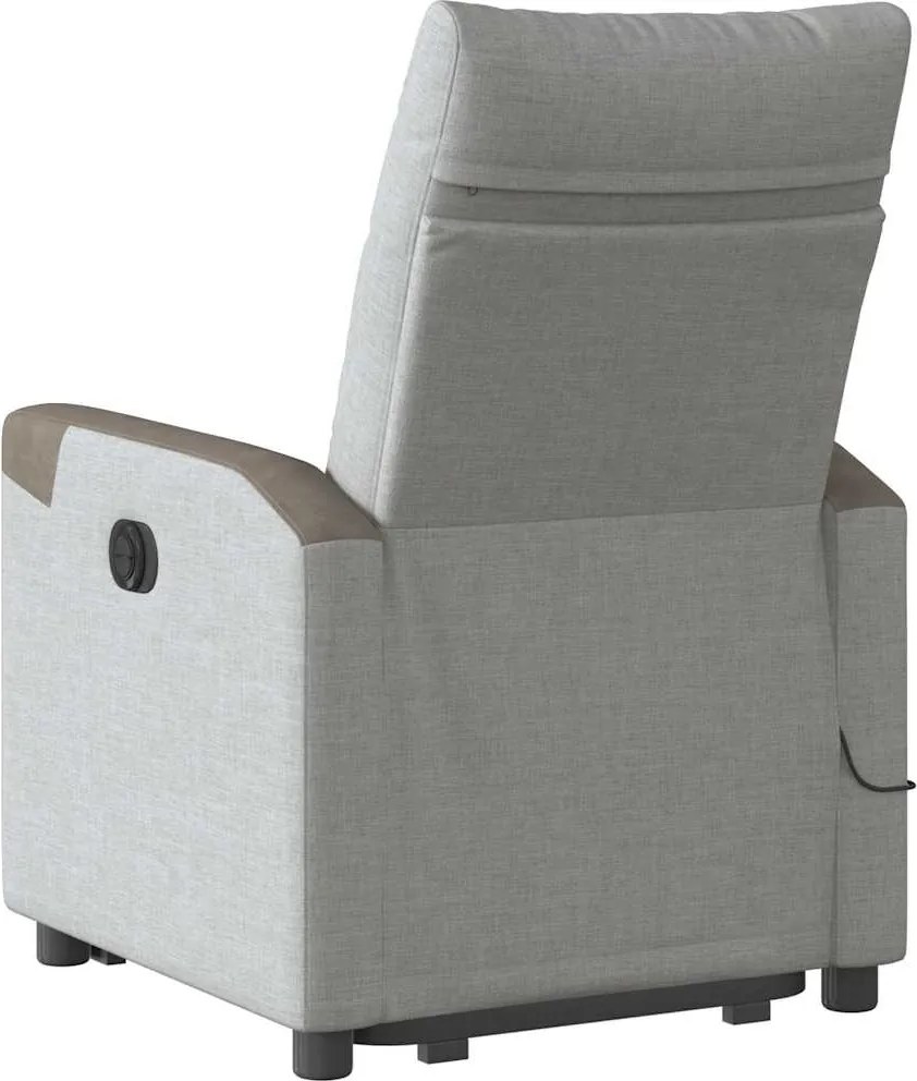 Zvedací masážní polohovací křeslo obláčkově šedé textil 3324094