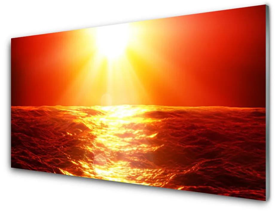 Obraz na skle Západ Slunce Moře Vlna 100x50 cm