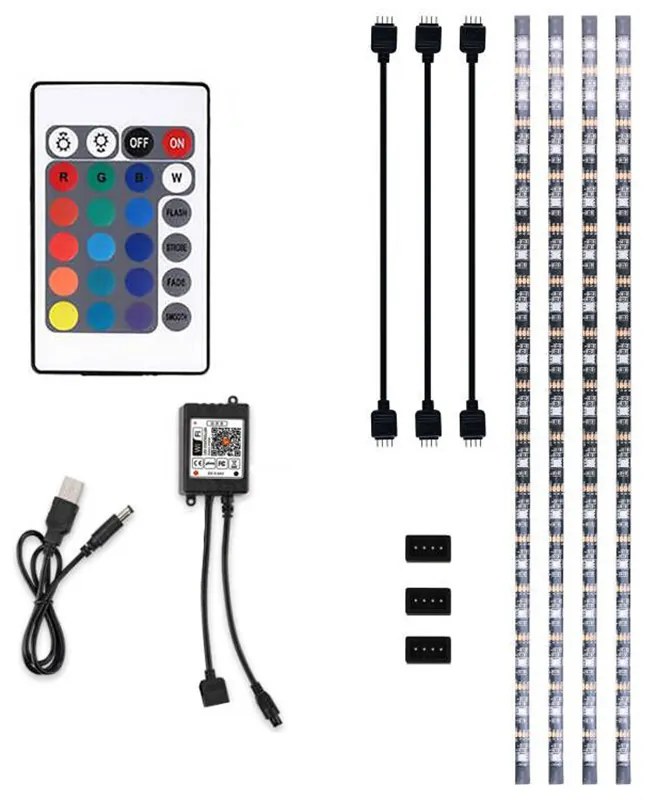 SOLIGHT LED WIFI smart RGB pásek pro TV, 4x50cm, USB