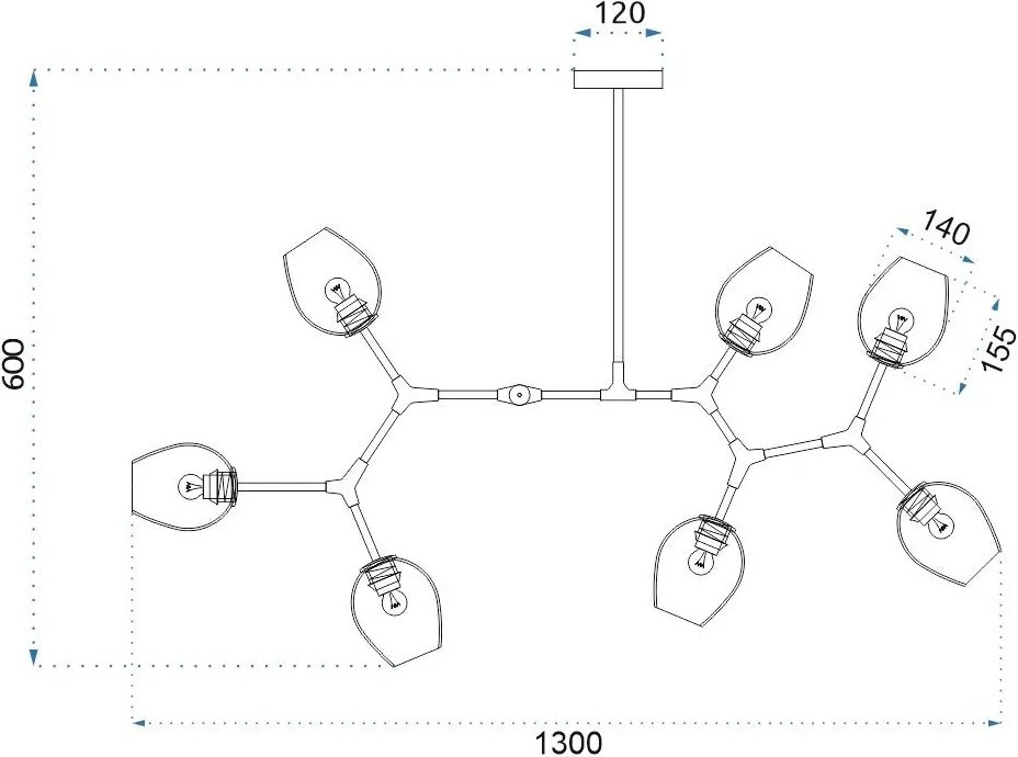 Toolight Toolight, stropní svítidlo Spider 7xE27, zlatá, OSW-08556
