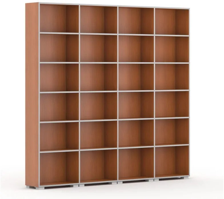 Knihovna SILVER LINE, 4 sloupce, 2230 x 2400 x 400 mm, třešeň
