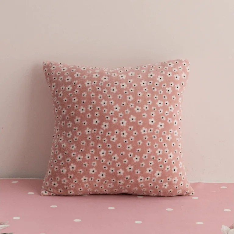 Oboustranný povlak na polštářek DUO SENSE DAISELLE 45x45 cm mikroplyš/flanel, růžový