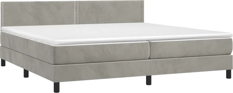 Box spring postel s matrací světle šedá 200x200 cm samet 3141263
