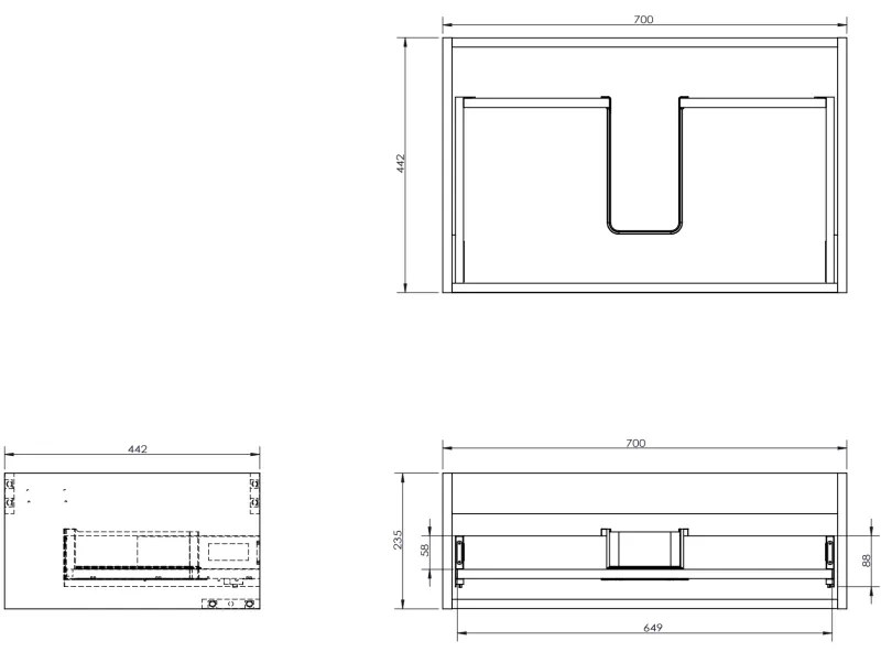 Mexen Orio, koupelnová skříňka 70 cm s umyvadlem Vela, 1 zásuvka, grafitová matná/bílá matná, 91A10-07023-1-BF66-W23M01