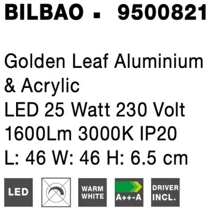 LED stropní svítidlo Bilbao 46 zlaté