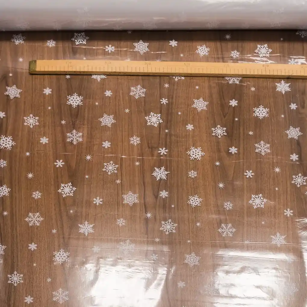 Kristal ubrus PVC průhledný vánoční N1E/01, vločky, š.140cm (metráž) | BIANO