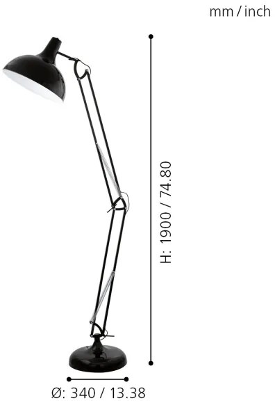 Eglo 94698 - Stojací lampa BORGILLIO 1xE27/60W/230V