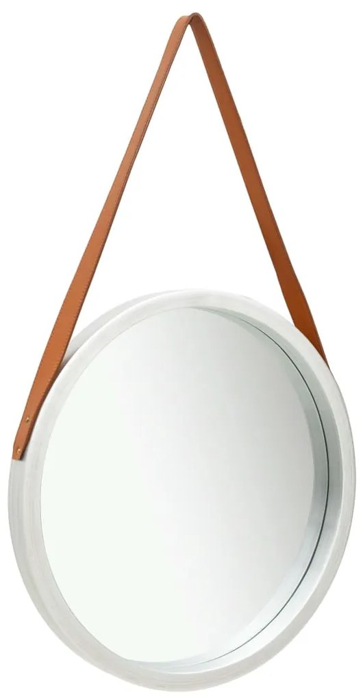 Nástěnné zrcadlo s popruhem 50 cm stříbrné 320366