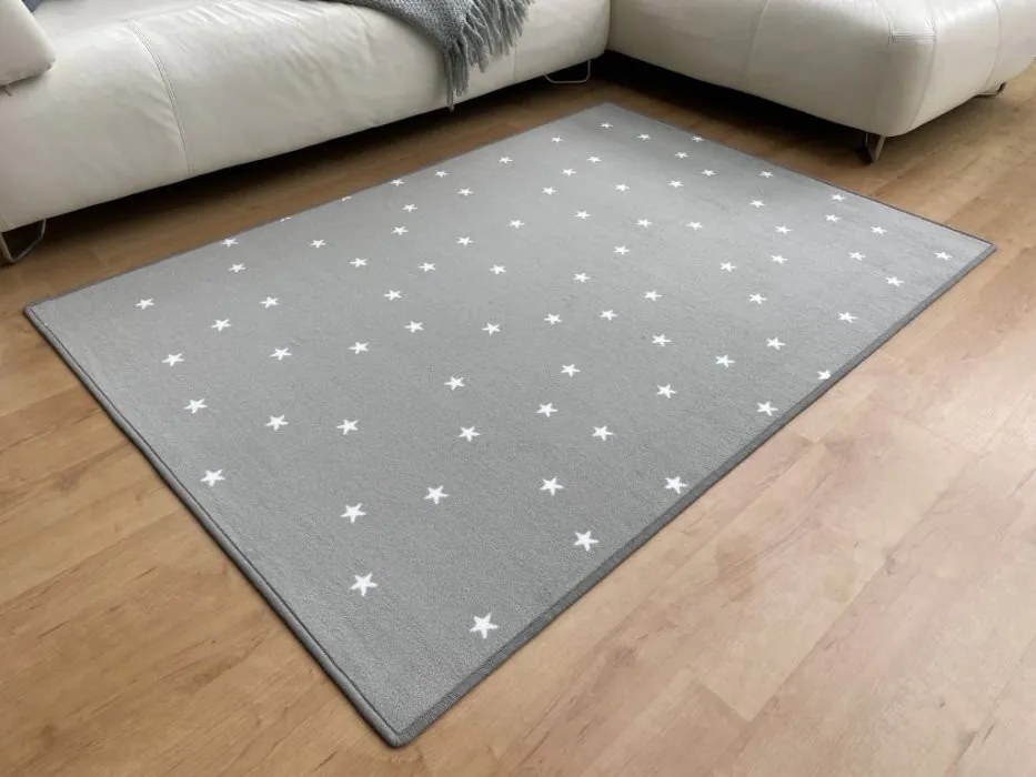 Vopi | Dětský koberec Hvězdička šedá - 80 x 400 cm