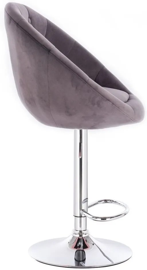 LuxuryForm DESIGN Barová židle VERA VELUR na stříbrné kulaté podstavě - tmavě šedá
