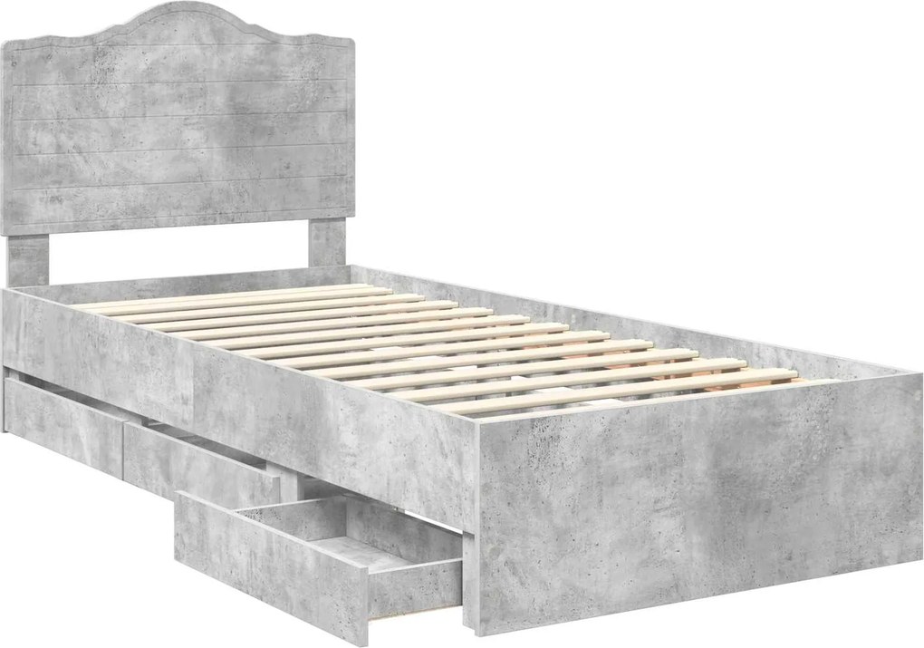 Rám postele s čelo Betonově Šedá 90 x 190 cm Inženýrské dřevo 3413460