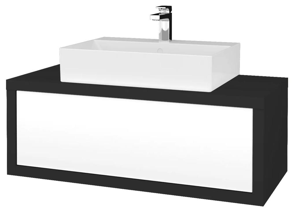 Dřevojas Koupelnová skříň STORM SZZ 100 (umyvadlo Kube) Varianta: D02 Bříza / L01 Bílá vysoký lesk