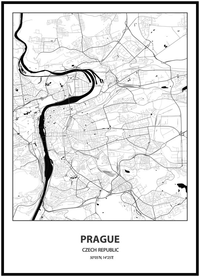 Plakát Mapa města (více variant měst) Rozměr plakátu: 30 x 40 cm, Město: Reykjavík