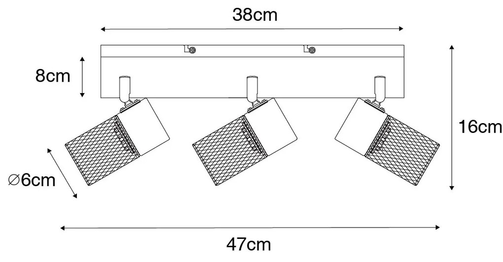 Průmyslové stropní bodové světlo černé 3-světlo nastavitelné - Jim