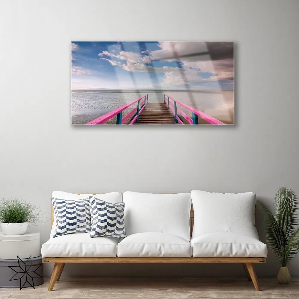 Obraz na skle Most Moře Architektura 100x50 cm