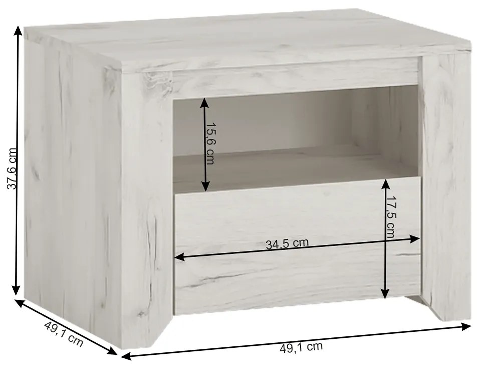 Kondela Noční stolek typ 95, bílá craft, ANGEL