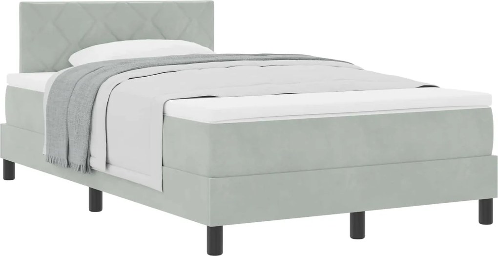 Postel s boxspringem s čelo Světle šedá 120 x 200 cm samet 3339230