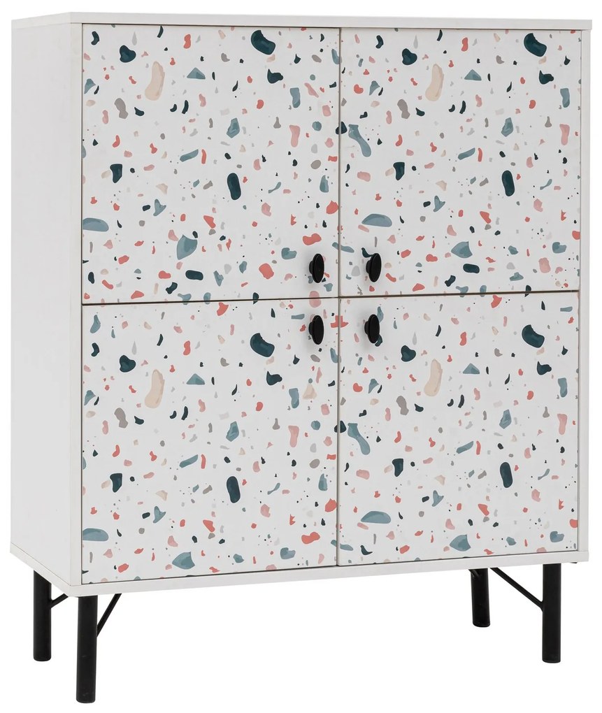 KALUNE DESIGN Dřevěná komoda TERRAZZO bílá 869VEL4527