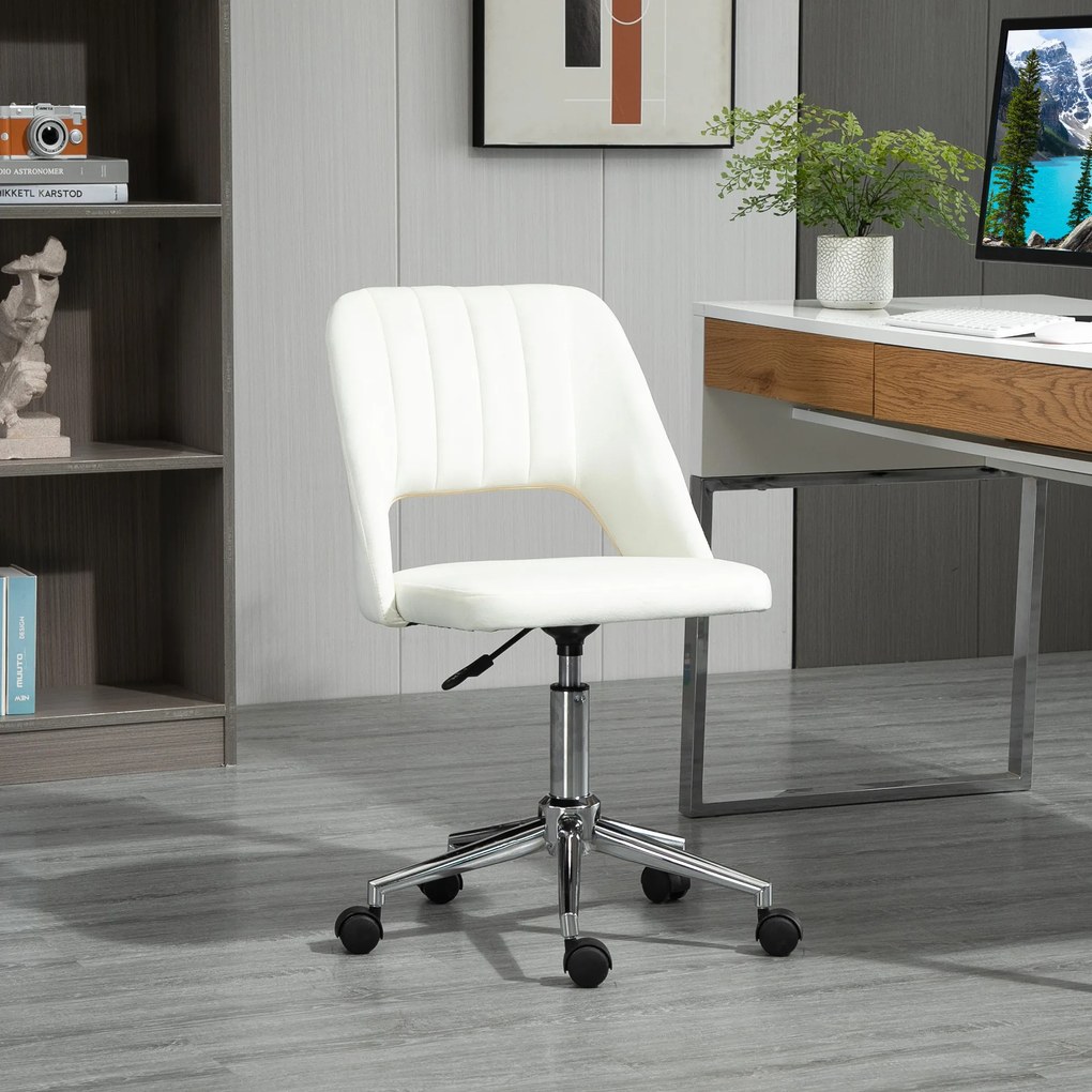 Otočná židle Vinsetto béžová, výškově nastavitelná kancelářská židle do obývacího pokoje a ke stolu, kompaktní, ergonomická a moderní