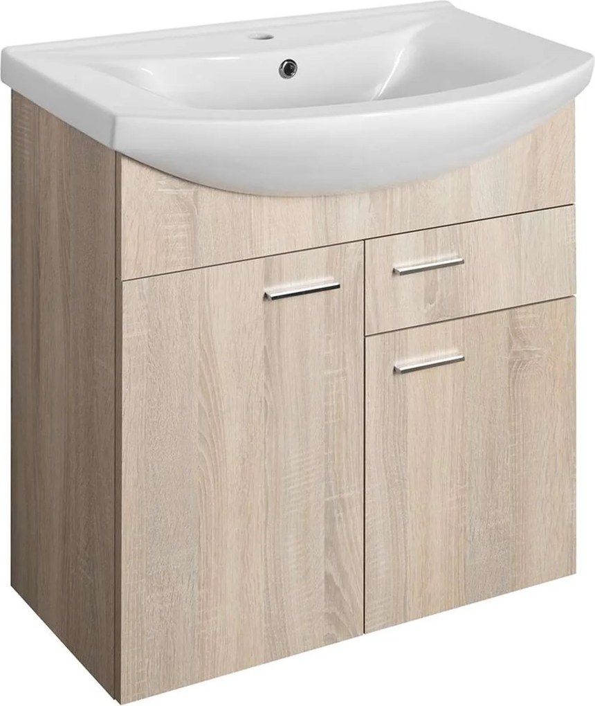 Aqualine Zoja - Umyvadlová skříňka 72x74x34 cm, dub platin 51175