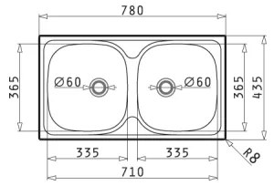 Pyramis 100125101 - Kuchyňský dřez E78 78x43,5 cm satin