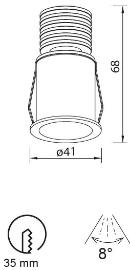 Mantra Guincho, černá zápustná bodovka 3W LED 3000K, prům. 4,1cm, IP54