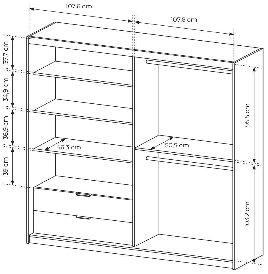 TALLY a | šatní skříň 220 | se zrcadly | 220 cm | artisan/antracit